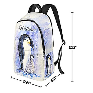 SunFancy Two Royal Penguins Personalized Casual Backpack Unisex Travel Daypack for Teen Adult Boys Girls