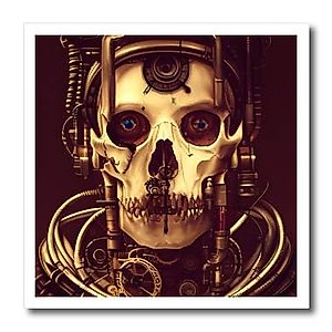 3dRose Dark Fantasy Steampunk Skull and Mechanical,... - Iron on Heat Transfers (ht-378674-3)