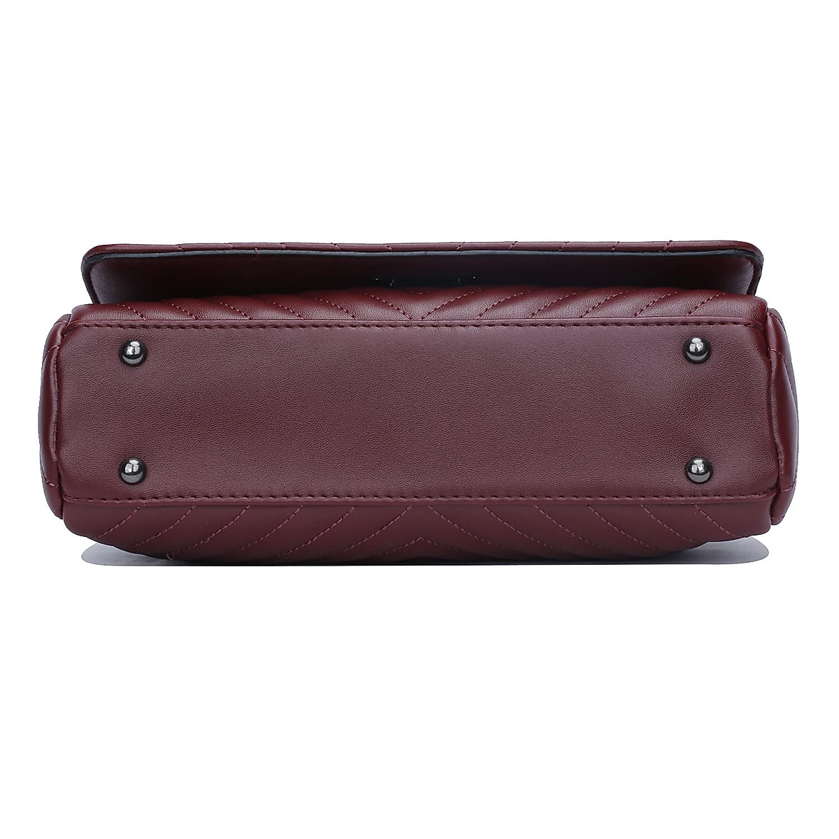 KKXIU Quilted Multiple Pocket Women Crossbody Bag with Chain Strap Stylish Ladies Shoulder Clutch Purse (a-Wine)