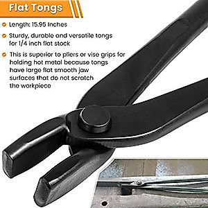 Knife Making Tongs Set Blacksmith Bladesmith Knife Tong Anvil Vise Forge Includes V-Bit Tongs Wolf Jaw Tongs Flat Tongs Blade Tongs (4 Tongs)