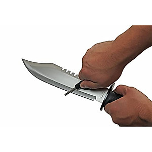 Szco Supplies 15” Rite Edge USA Survival Knife Saw-Back Outdoor Hunting, Camping Knife with Firestarter, Sharpener and Nylon Sheath Black, 211539