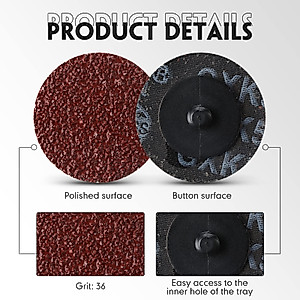 Newwiee 150 Pieces 2 Inch Sanding Discs 36 Grit Roll Lock Discs Die Grinder Sanding Disc for Surface Prep Strip Grind Polish Finish Burr Rust Paint Removal Red