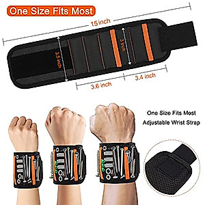 Magnetic Wristband with 15 Strong Magnets, Tool Belt Magnetic Wrist band for Holding Screws, Nails, Drill Bits, Perfect Gifts Gadgets for Men, Father/Dad, Husband and Carpenters
