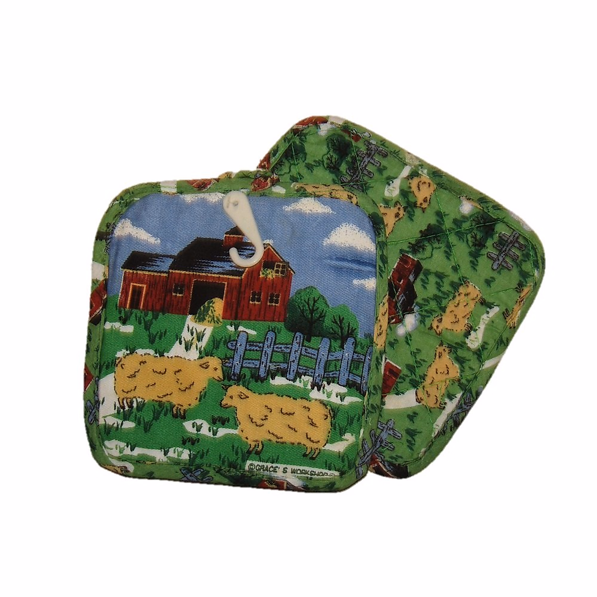 AES Farm Barn Sheep Pot Holder (Includes 2 Pot Holders)