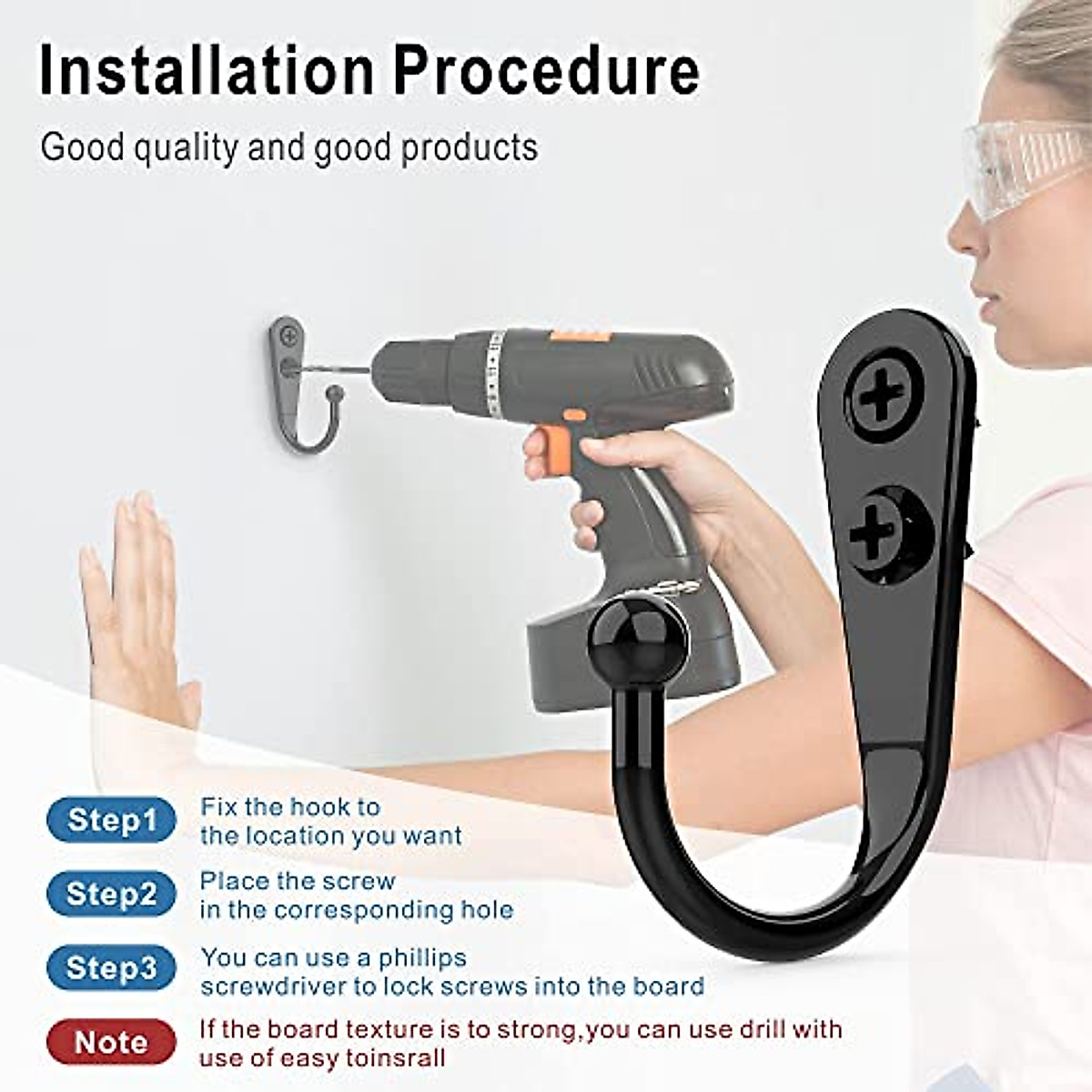 PRIGVOT 15 Pcs Black Wall Mounted Coat Hooks, Hanger Hook with 50 Pieces Screws for Towel, Key, Robe, Scarf, Bag, Cap, Coffee Cup, Mugs