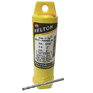 Relton GRT-3-4 Straight-Shank Masonry/Granite Drill Bit 3/16" x 4" (25 Pack)