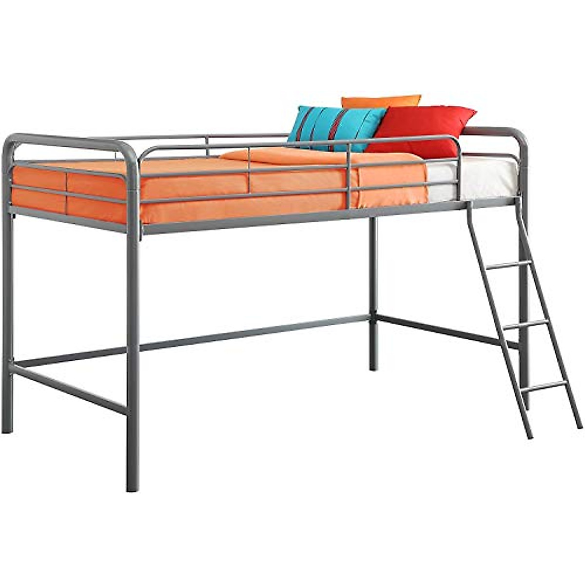 DHP Junior Loft Bed Frame with Ladder, Twin, Silver