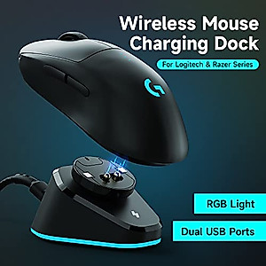 for Logitech G Pro Wireless Gaming Mouse Charging Dock RGB Compatible with Logitech G PRO X Superlight 2(2023), G502X Lightspeed,G903 Lightspeed for Razer Wireless Mouse/Logitech Powerplay Wireless