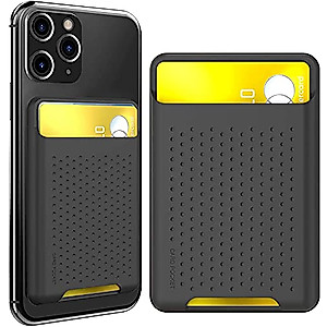 AHASTYLE Phone Credit Card Holder Stick On, Slim Phone Wallet Strong Adhesive Silicone Card Pouch Sleeve Compatible with iPhone/Android/Samsung Galaxy(Black)