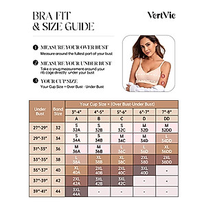 Vertvie Womens Seamless Bra No Underwire Comfort Push Up Bras Buttery Soft Wireless Bralette Full Coverage Sport Everyday Bra(Skin,Medium)