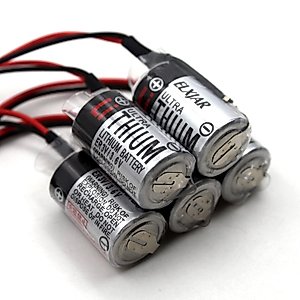 (5-Pack) 3.6V 1200mAh PLC Lithium Battery Compatible with Toshiba ER3V JZSP-BA01 R88A-BAT02W(2 Pin Black Connector)
