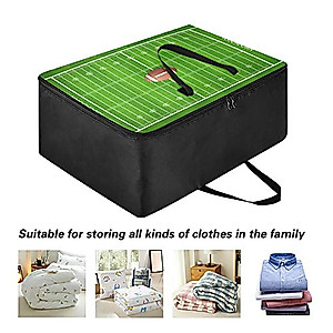 N/ A Underbed Large Capacity Storage Bag - Football Field Green Quilt Clothes Organizer Decoration Luggage Zipper Moving Tote