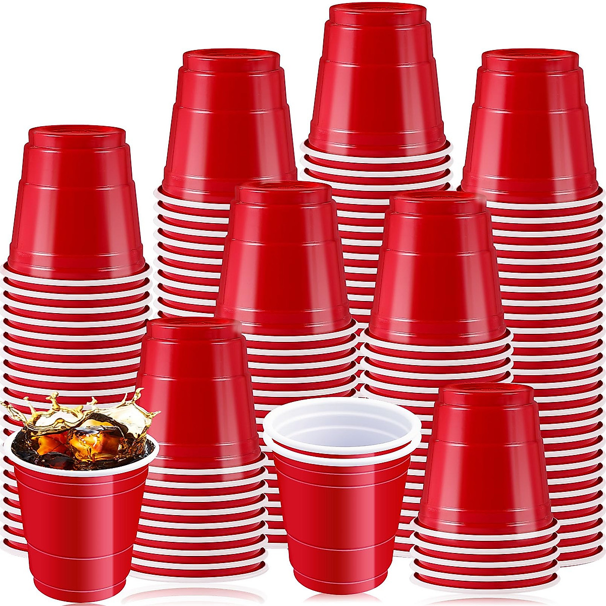 Vetory 300 Pcs 2 oz Plastic Shot Glasses,Disposable Shot Cups,Mini Red Shot Cups,Mini Shot Glasses Party Cups for Samples and Tastings Serving Snacks Party Supplie
