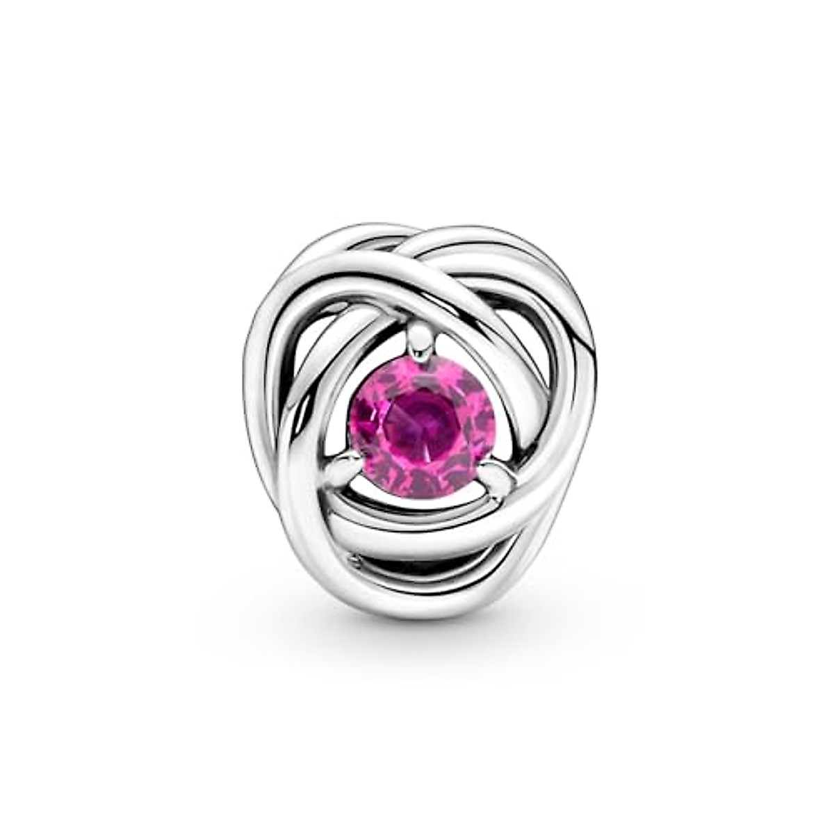 Pandora October Pink Eternity Circle Charm Bracelet Charm Moments Bracelets - Stunning Women's Jewelry - Gift for Women - Made with Sterling Silver & Man-Made Crystal, No Box