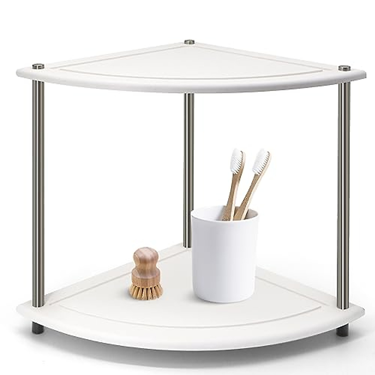 2 Tier Water Absorbing Stone Tray for Sink, Diatomaceous Earth Fast Drying Stone Sink Caddy Tray for Bathroom Kitchen -White