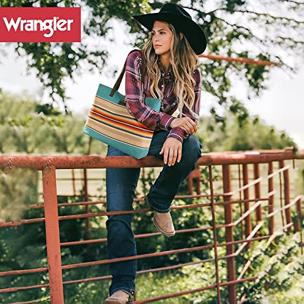 Montana West Wrangler Tote Purse Bag Aztec Canvas Shoulder Bags Native American Western Handbags for Women Genuine Leather Strap Hobo Bag WG53-8112TQ