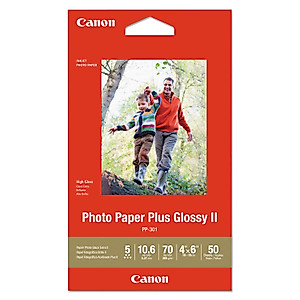 Canon Glossy Photo Paper Plus II, 4"x6"(50 Sheets)
