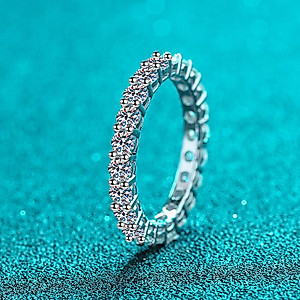 StarGems 2.2ct Moissanite 925 Silver Platinum Plated All-Around Band Ring B4488-2.2ct-4