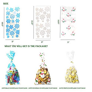 150 Pieces Christmas Snowflake Cellophane Treat Bags Winter Wonderland Party Candy Wrappers Bags Snowflake Frozen Candy Cookie Goodies Gift Bag with 150 Pieces Ties for Girls Boys Birthday Party Baby Shower Hanukkah Wedding Bridal Shower Party Favor Bags