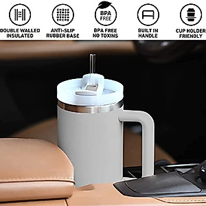 WENJING 40 oz Insulated Travel Mug, Stainless Steel Insulated Tumblers with Handle, Travel Mug for Hot and Cold Beverages, Sealed Stainless Steel Mug with straw & lid