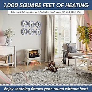 Country Living Infrared Freestanding Electric Fireplace Stove Heater in Black | Provides Supplemental Zone Heat with Remote, Multiple Flame Colors, Metal Design with Faux Wooden Logs