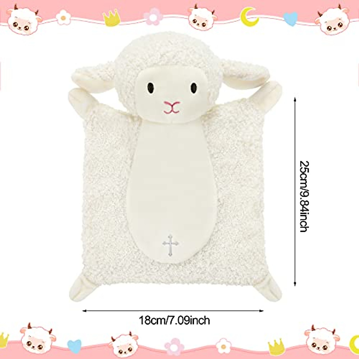 Panelee 2 Pcs Baptism Gifts Baby Blessings Lamb Security Blanket for First Communion, Christening, Baby Baptism Gifts Baby Showers
