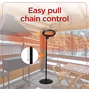 BLACK+DECKER Patio Floor Electric Heater, Patio Heater Stand for Outdoors with 3 Heat Settings