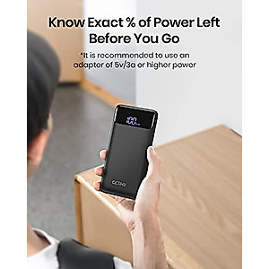 GETIHU Portable Charger, 3A High Speed 10000mAh LED Display USB C Power Bank, Tri-outputs Battery Pack with Flashlight Compatible with iPhone 14 13 12 11 Pro Samsung S22 Google LG iPad [2023 Upgraded]
