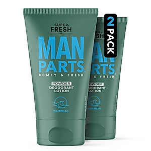Super Fresh Man Parts Ball Deodorant for Men | Powder Lotion, Fresh Control Odor, Anti Chafing, Stop Itch, Absorb Sweat, Aluminum Free, 4 oz Tube (2PK)