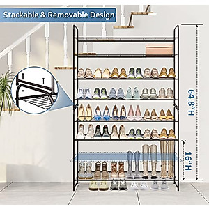 AOODA 4 Tier Long Shoe Organizer for Closet, Wide Stackable Metal Shoe Rack for Entryway, Bedroom, Floor, Shoe Shelf Storage Organizer Holds 30 Pairs of Men Sneakers (Bronze)
