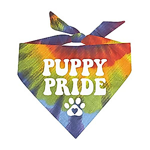 Puppy Pride LGBTQ Pride Month Dog Bandana (740 Sunset Tie Dye, One Size)