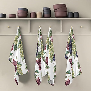 Dallonan Kitchen Towels Set of 4 Red White and Black Grapes Vine Polyester Soft Absorbent Dishcloths Decorative Towels for Kitchen Hand Towels, Dish Towel, Tea Towels, 28x18 Inch
