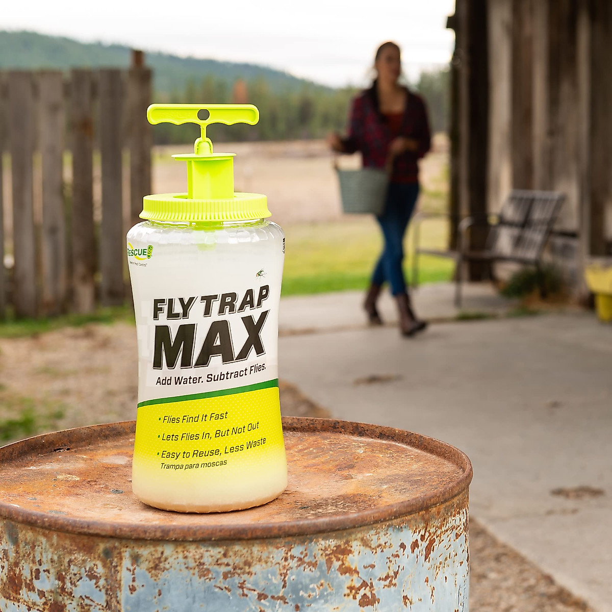 RESCUE! Fly Trap Max Bundle – Large Reusable Outdoor Fly Trap & Refill Bundle - 2 Traps + 2 Refills