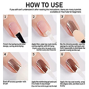 Red Chrome Nail Powder Mirror Effect Rose Gold Glitter for Metallic Nails Design Magic Pigment