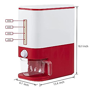 Rubtlamp 20 Lbs Rice Dispenser, Large Dry Food Container With Lid, Rice Storage Container With Measuring Cylinder, Cereal Dispenser Moisture Proof Household Food Dispenser Bucket, For Christmas