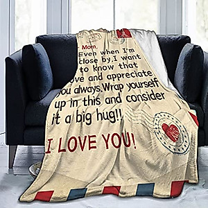 MOWIPOWI to My Mom Blanket from Daughter and Son Mom Blanket,Gifts for Mom,Throw Blanket to My Mom from Daughter Son,Kiss Hug Letter to Mom Airmail Fleece Blanket, Best Mom Ever Gifts,