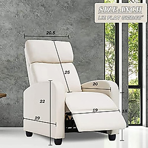 TYNB Lazy Boy Recliner, Massage Recliner with PU Leather Padded Seat Backrest Recliner Chair for Living Room Sofa Reading Chair Home Theater Seating Modern Reclining Chair Easy Lounge, Beige