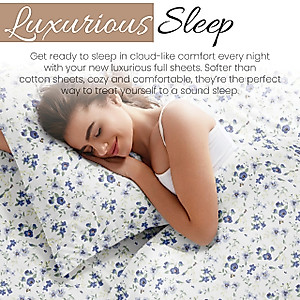 Linen Market 4 Piece Full Size Sheet Sets (Light Blue Floral) - Sleep Better Than Ever with These Ultra-Soft & Cooling Bed Sheets for Your Full Size Bed - Deep Pocket Fits 16" Mattress