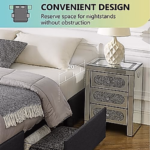 Lumelay Full Size Bed Frame with 3 Storage Drawers, Fabric Upholstered Platform Bed Frame Full No Fixed Headboard,Strong Matel Frame and Wooden Slats Support No Nosie No Box Spring Needed (Full)