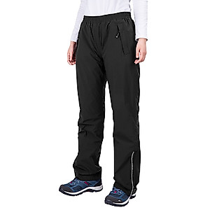 33,000ft Women's Rain Pants, Lightweight Waterproof Rain Over Pants, Windproof Hiking Pants for Outdoor, Fishing, Rainy Day … Black