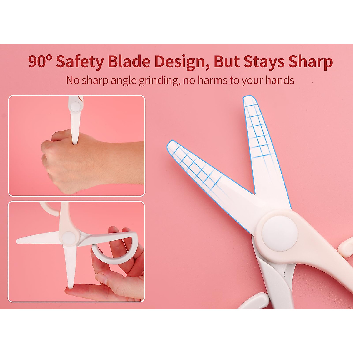 Ceramic Scissors for Baby Food Cutting, Safety Healthy BPA Free Toddler Feeding Shears with Protective Blade Cover and Portable Travel Case-Pink/Grey