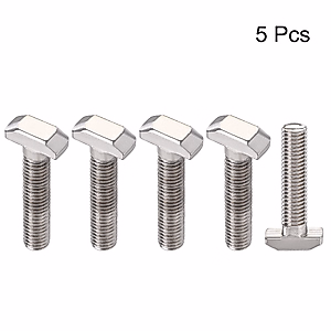 uxcell M8x35mm T-Slot Drop-in Stud Sliding Bolt Screw Carbon Steel for 40 Series Aluminum Profile 5pcs