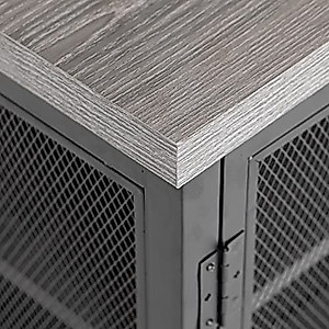 SOSPIRO Liquor Bar Cabinet with LED Lights, Industrial Wine Bar Cabinet with Wine Rack and Adjustable Shelves, Steel Coffee Bar for Home Dining Living Room Furniture, Grey