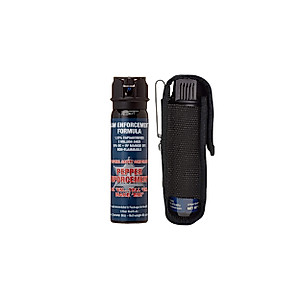 Pepper Enforcement PE1110M-FT Splatter Stream Pepper Spray with Metal Belt Clip Holster for Self Defense - Maximum Strength 10% OC Formula - Emergency Personal Safety & Protection