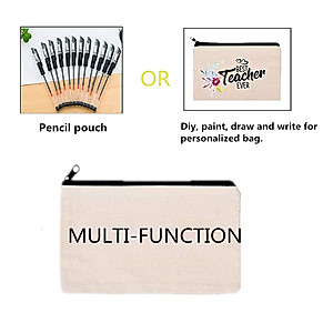 LifeUnite 10 PCS Canvas Makeup Bag Cosmetic Pouch Blank Zipper Bag-9.1 × 5.9 inch