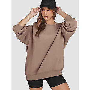 ATHMILE Girls' Fashion Oversized Sweatshirt Crewneck Fleece Long Sleeve Pullover Hoodies Tops Fall Outfits 2024 Clothes-S