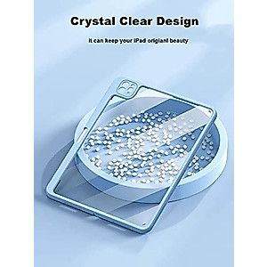 Rotating Case for iPad Mini 6 (iPad Mini 6th Generation 8.3 Inch) - [Built-in Pencil Holder] 360 Degree Rotate Stand Cover, Clear Transparent Back Shell (iPad Mini 6(8.3 inch), Sky Blue)