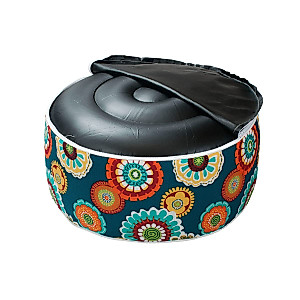 Magpie Fabrics Indoor/Outdoor Inflatable Stool Ottoman Pouf, Water Repellent Round Footrest Footstool with Foot Pump D20 xH9, Portable for Patio Garden Camping or Home, Heronsbill Turquoise Green