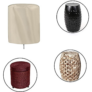 Fenghome Round Patio Cool Bar Table Cover, 600D Waterproof Fade Resistant Fabric with Drawstrings for Small Coffee Cocktail Outdoor Furniture Side Tables, Diameter 20.5 x Height 23 Inches (Beige)