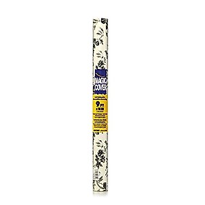 Magic Cover Premium Adhesive Vinyl Contact Shelf Liner and Drawer Liner, 18"x9', Black Toile